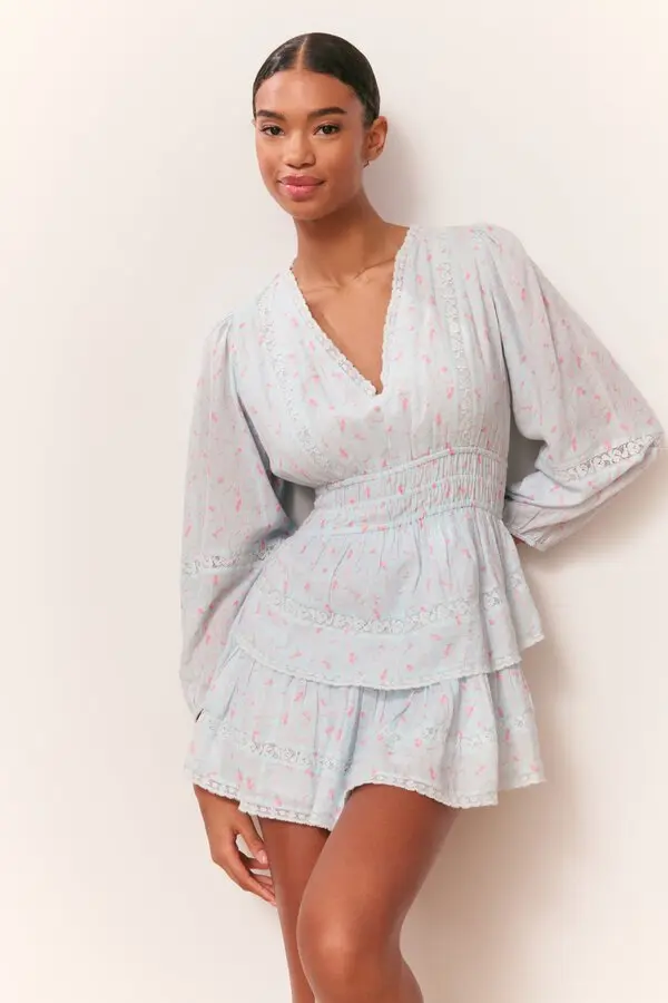 LoveShackFancy Rosamina Long Sleeve Mini Dress