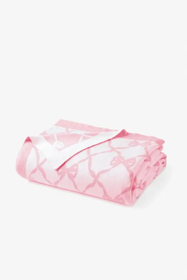 LoveShackFancy Bow Throw Blanket - Pastel Pink