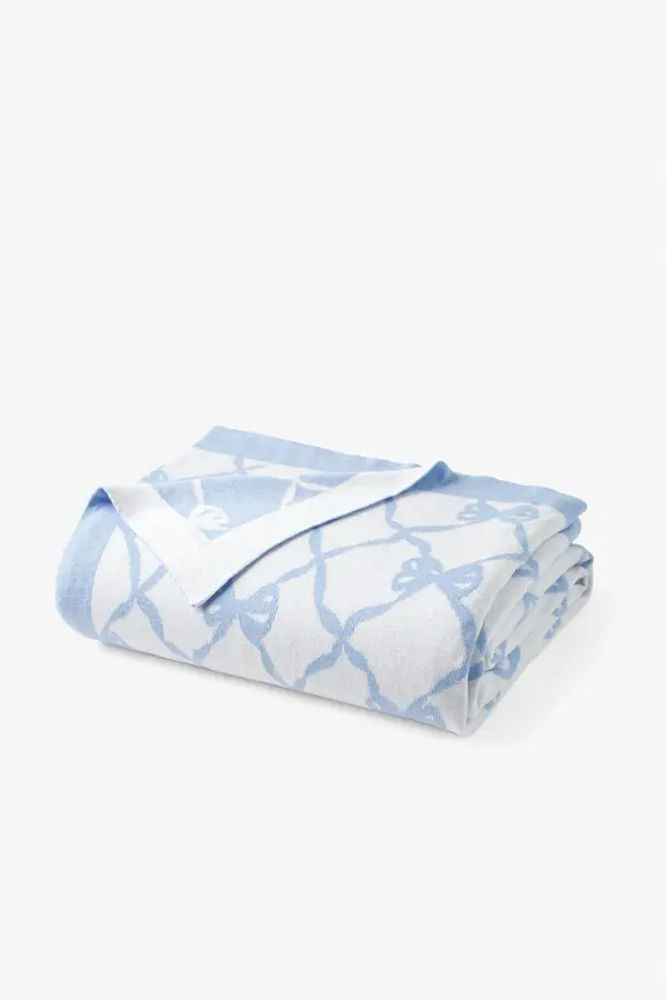 LoveShackFancy Bow Throw Blanket - Soft Blue