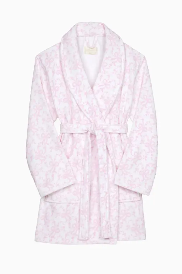 LoveShackFancy Indie Cotton Bow Print Bath Robe - Chantilly