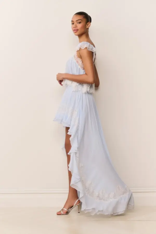 LoveShackFancy Lova Silk Chiffon Lace Top