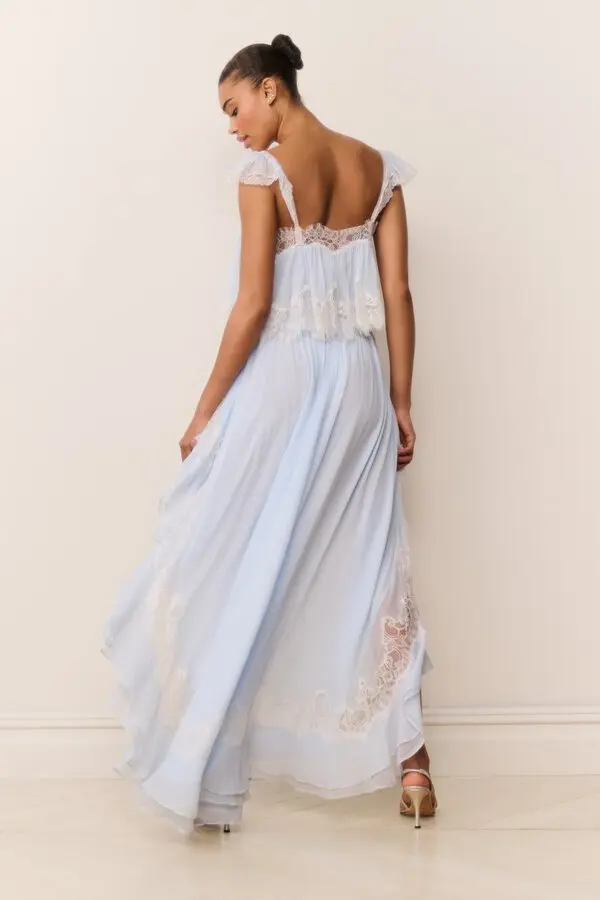 LoveShackFancy Lova Silk Chiffon Lace Top
