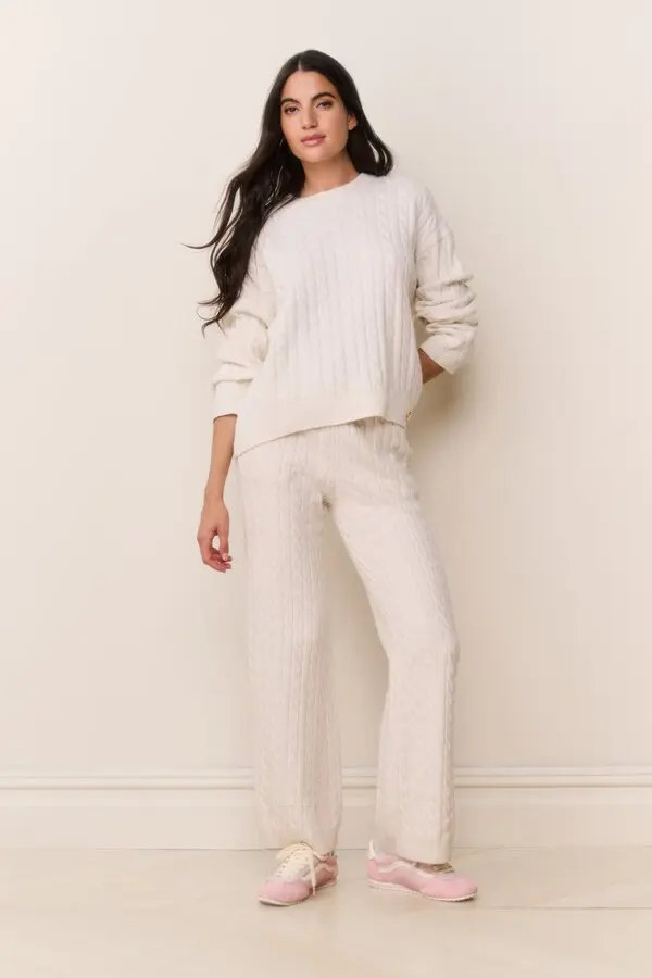 LoveShackFancy Fraya Cable Knit Lounge Pant