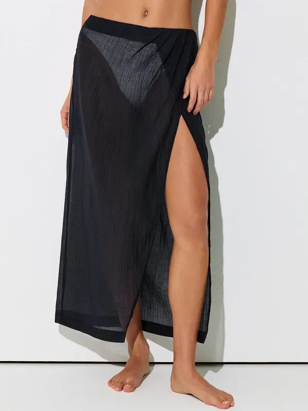 REISS Cotton-blend Gauze Wrap Beach Skirt - Navy