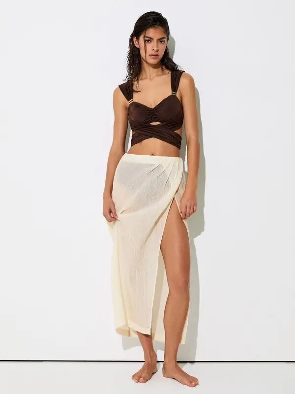 REISS Cotton-blend Gauze Wrap Beach Skirt - Neutral