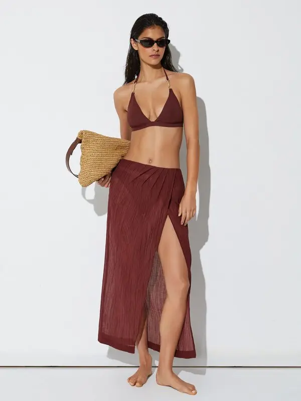 REISS Cotton-blend Gauze Wrap Beach Skirt - Rhubarb Red