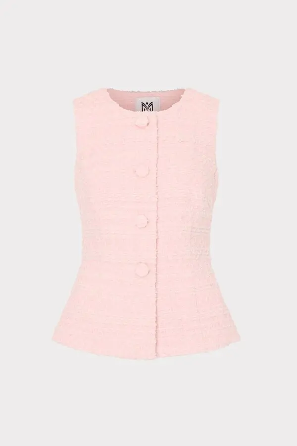 MILLY Bryn Tweed Sleeveless Top - Blush