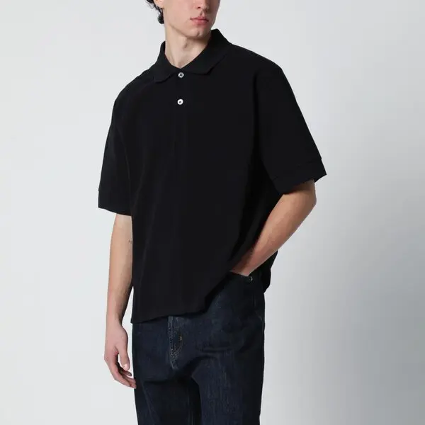 Studio Nicholson Balaton Polo In Cotton Piqu - Black