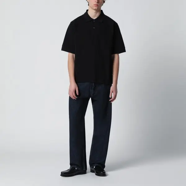 Studio Nicholson Balaton Polo In Cotton Piqu - Black