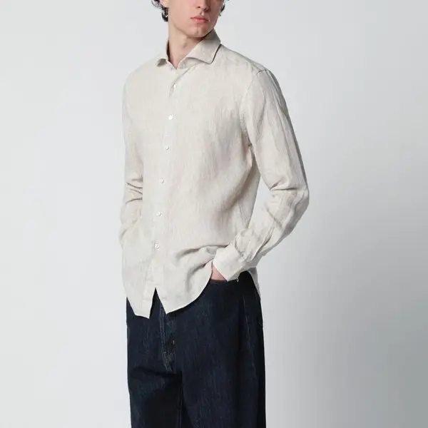 XACUS Tailor Fit Linen Shirt - Beige