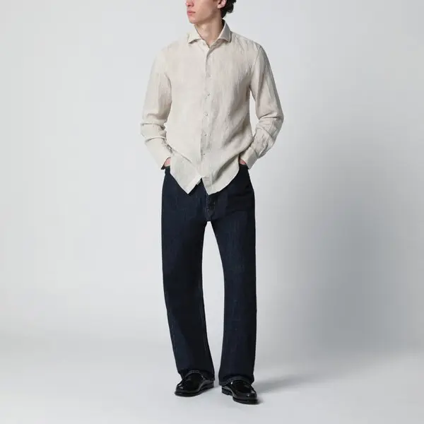 XACUS Tailor Fit Linen Shirt - Beige