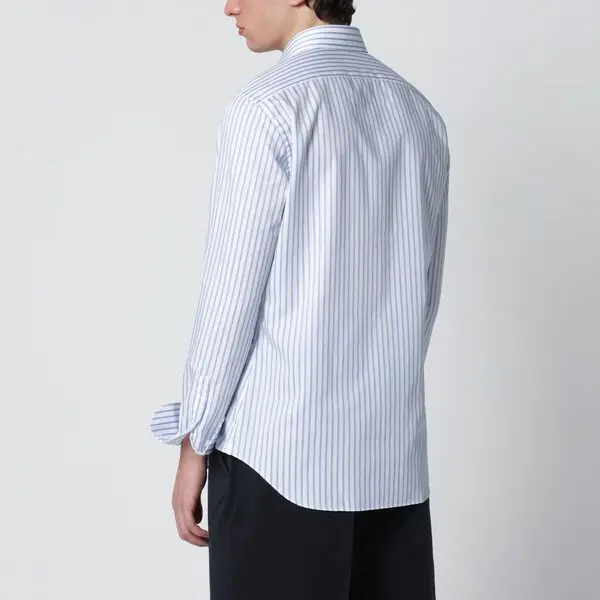 XACUS Travel Tailor Fit Shirt White Striped - Light Blue