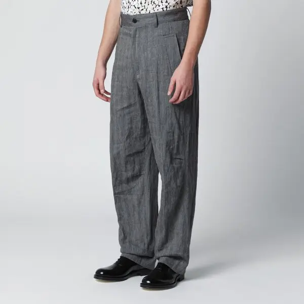 Dries Van Noten Herringbone Trousers - Black