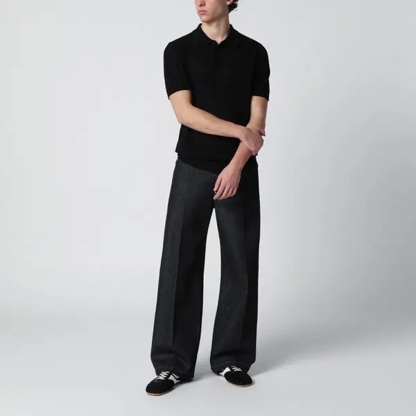 ROBERTO COLLINA Openwork Cotton Polo - Black