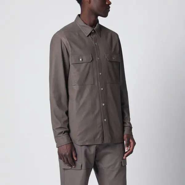 Rick Owens Mud-colored Cotton-blend Shirt - Grey