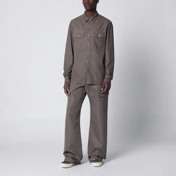 Rick Owens Mud-colored Cotton-blend Shirt - Grey