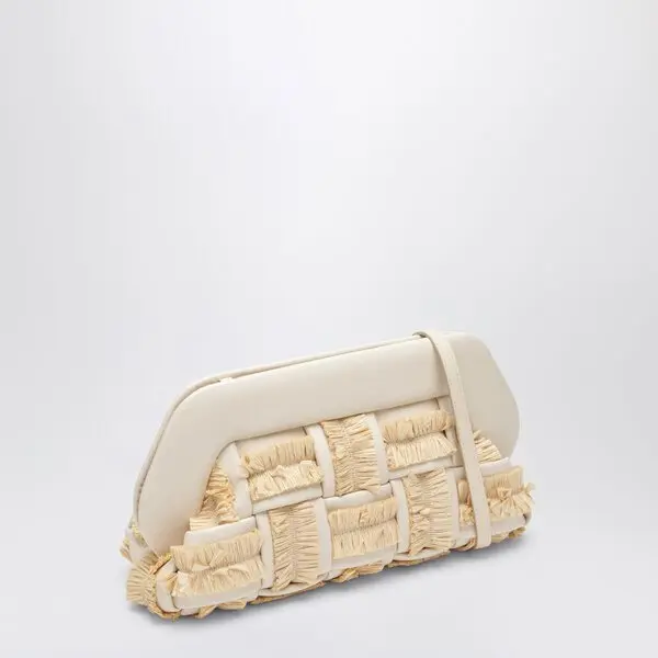 THEMOIRE Tia Clutch With Raffia Inserts - Beige
