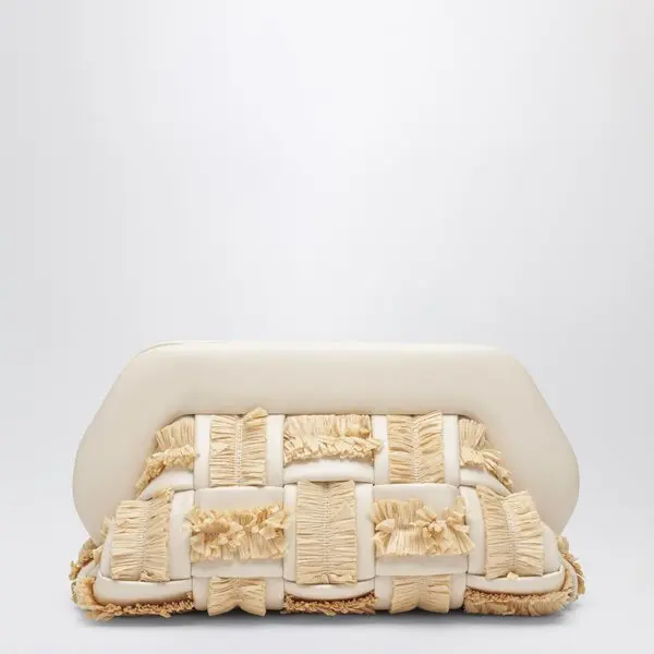 THEMOIRE Tia Clutch With Raffia Inserts - Beige