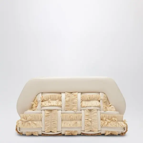 THEMOIRE Tia Clutch With Raffia Inserts - Beige