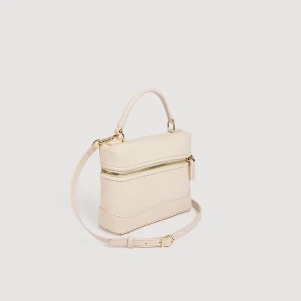 Sandro Grained Leather Tangolino Bag - Ecru
