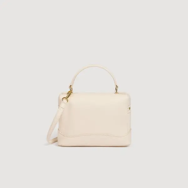 Sandro Grained Leather Tangolino Bag - Ecru