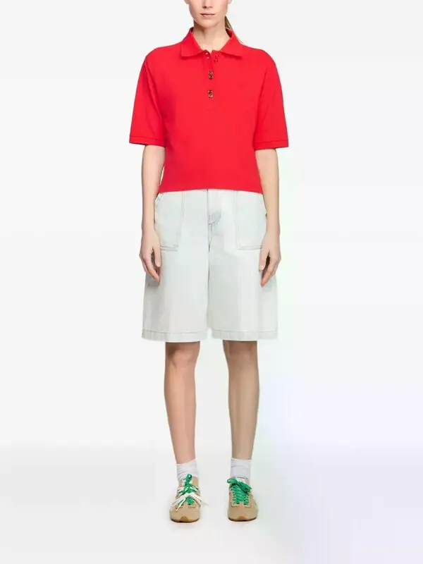 Sandro Embroidered Buttoned Polo Shirt