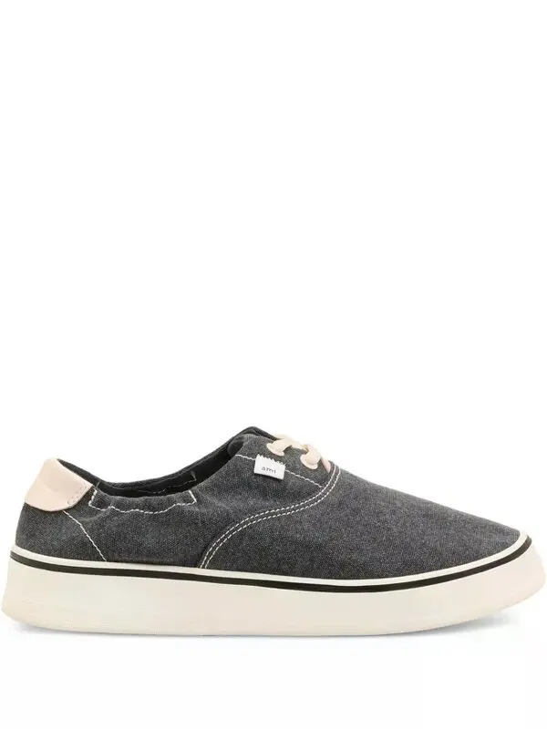 AMI Paris Tennis Washed-effect Sneakers