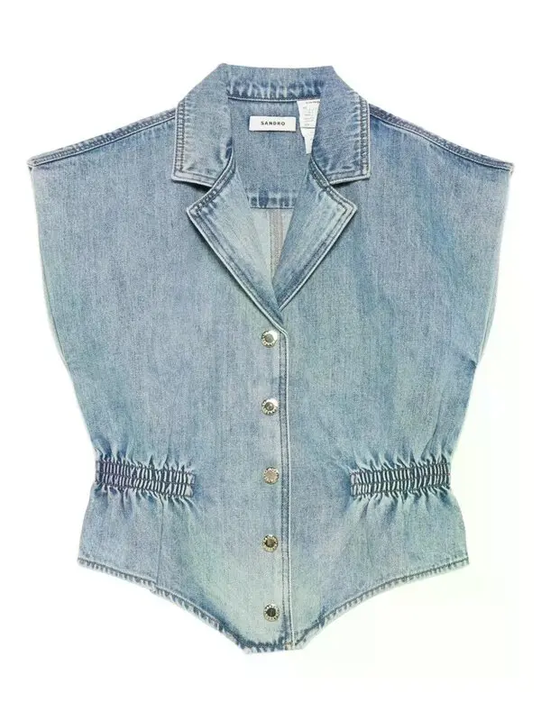 Sandro Faded Denim Tailored Vest