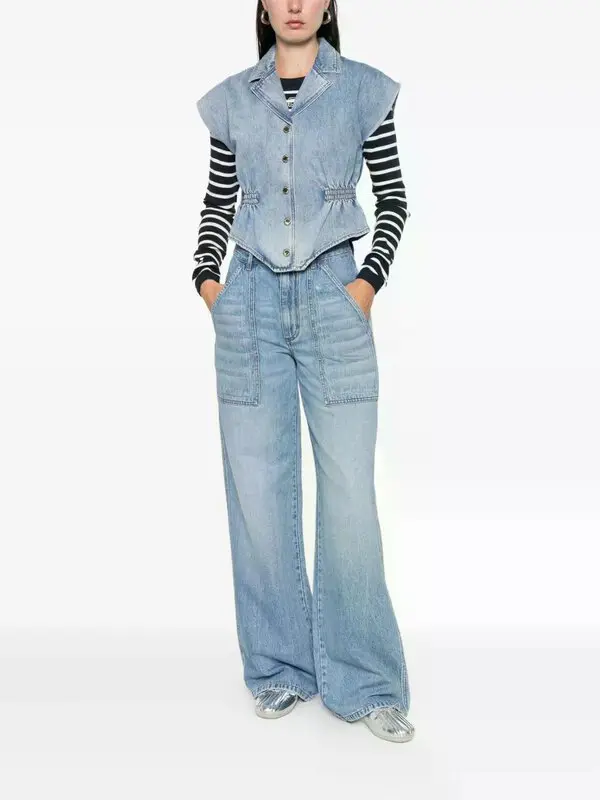 Sandro Faded Denim Tailored Vest