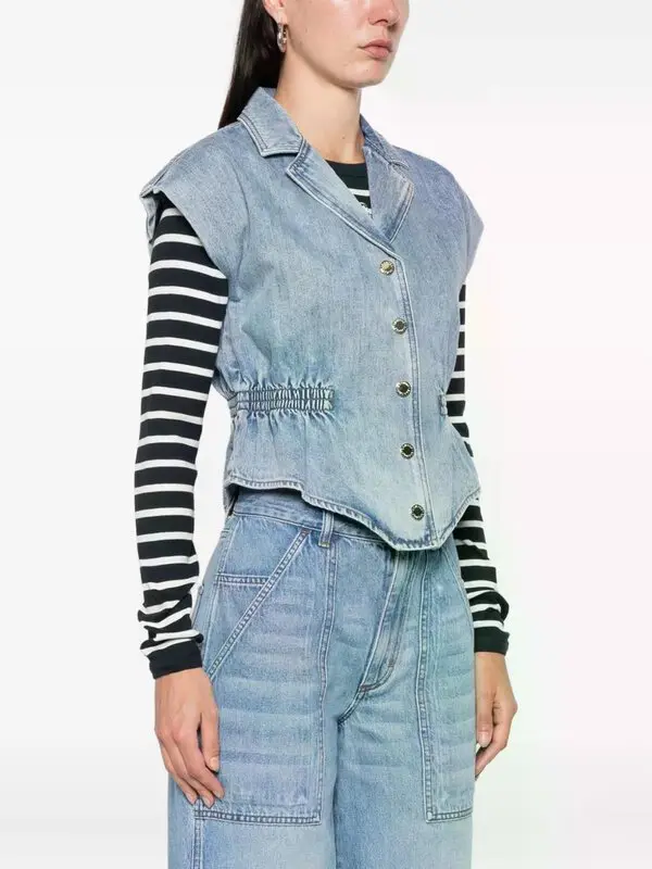 Sandro Faded Denim Tailored Vest
