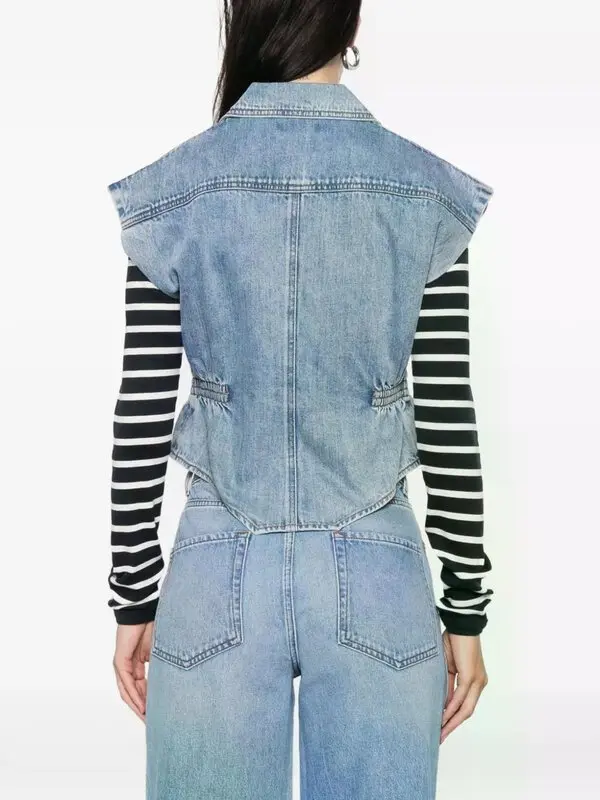 Sandro Faded Denim Tailored Vest
