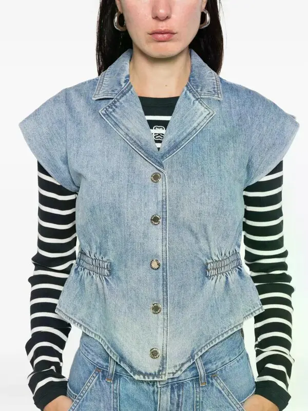 Sandro Faded Denim Tailored Vest