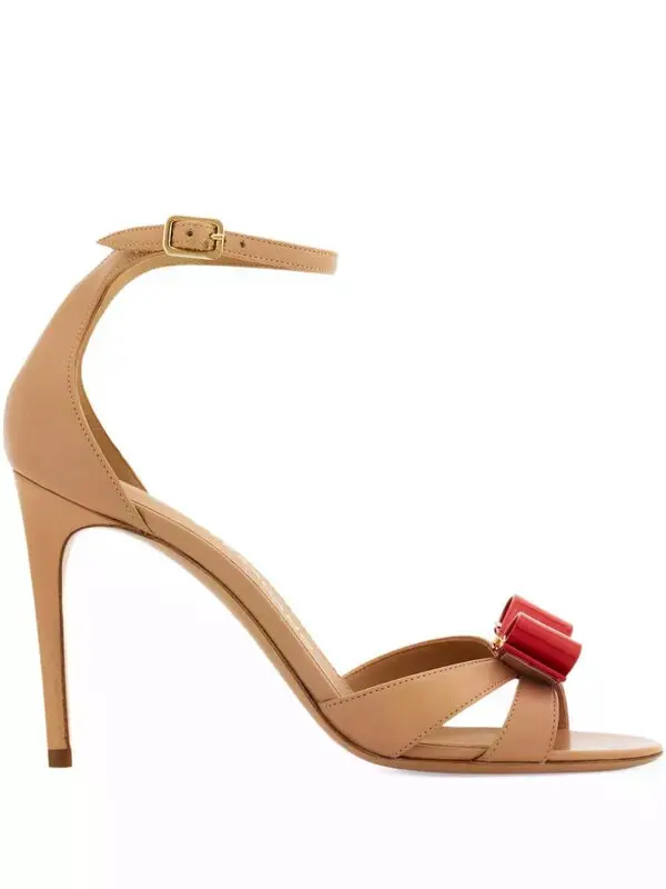 FERRAGAMO 90mm Vara Bow Heeled Sandals - Neutrals