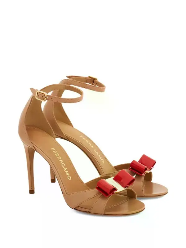 FERRAGAMO 90mm Vara Bow Heeled Sandals - Neutrals