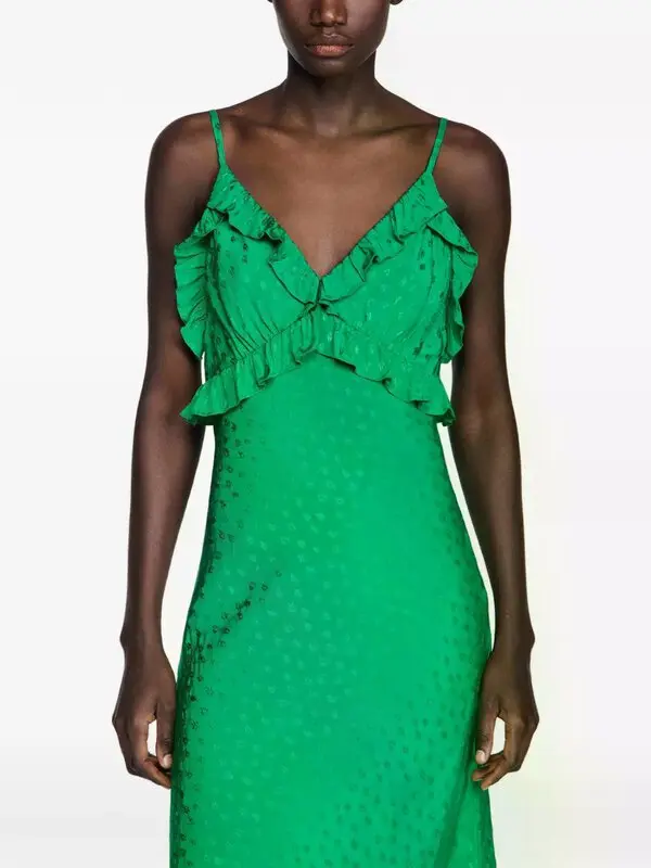 Sandro Maxi Ruffled V-neck Dress