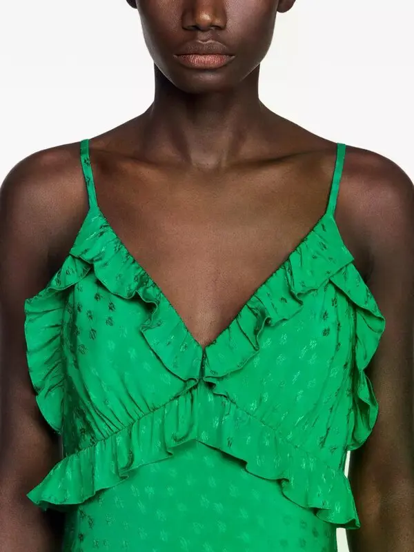 Sandro Maxi Ruffled V-neck Dress
