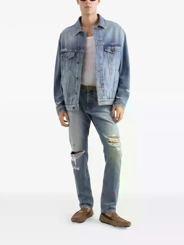 Dolce & Gabbana Distressed Denim Jacket - Blue
