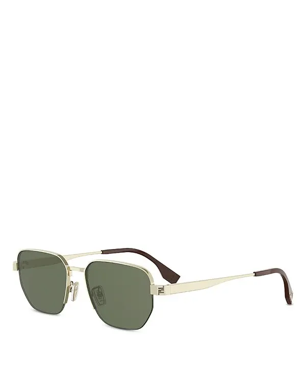 Fendi 54mm Geometric Sunglasses - Shiny Gold/green Lens