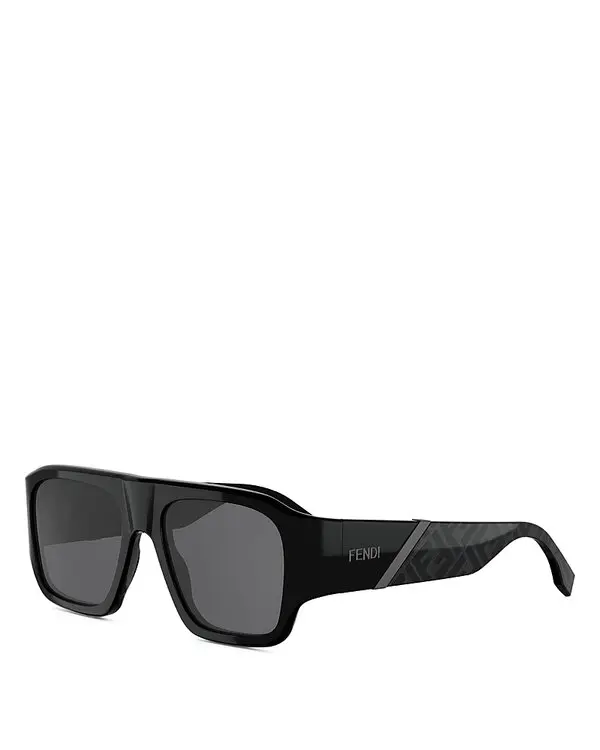 Fendi Diagonal Square Sunglasses, 54mm - Shiny Black/smoke Lens