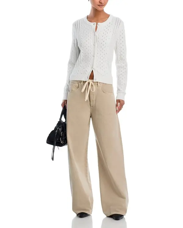 Aqua Pointelle Pearl Cardigan