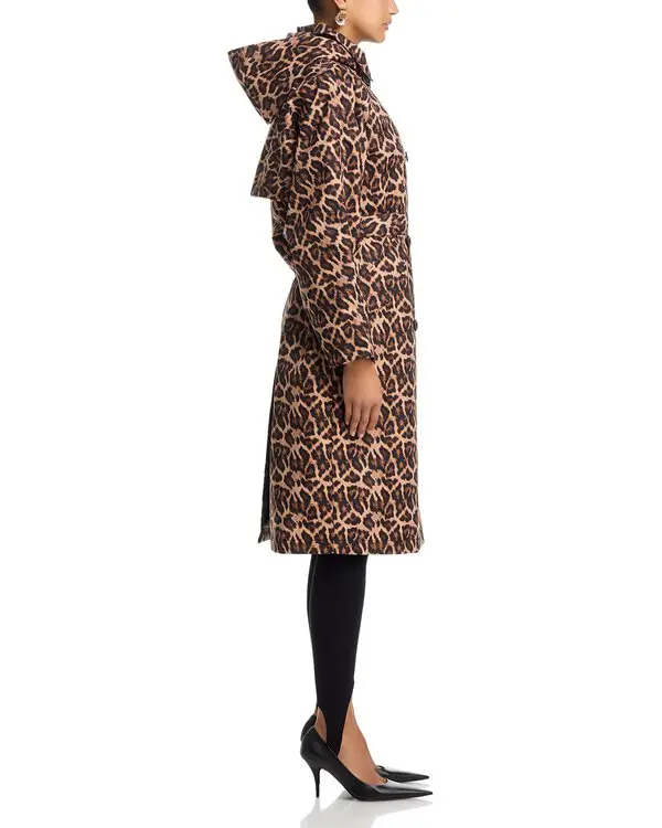 Aqua Animal Print Trench Coat