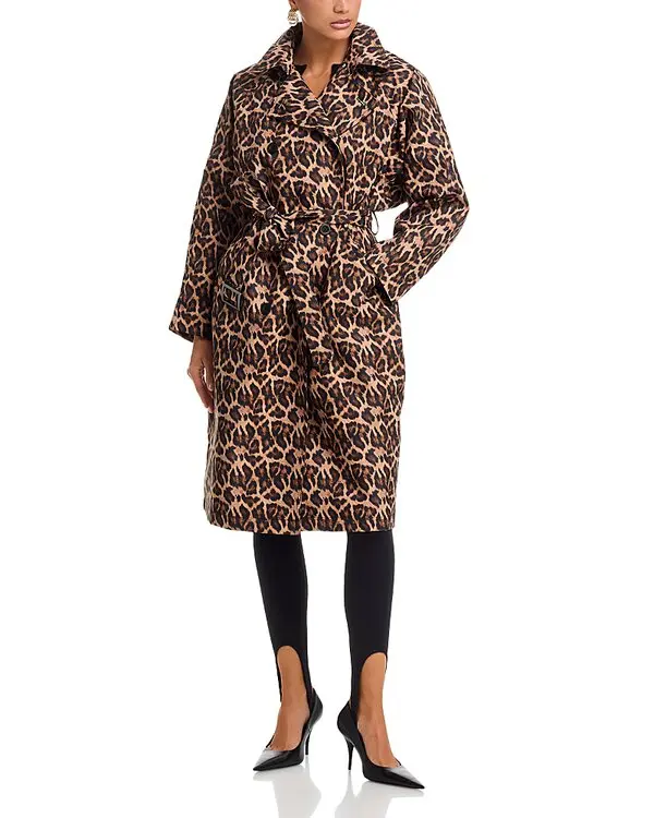 Aqua Animal Print Trench Coat
