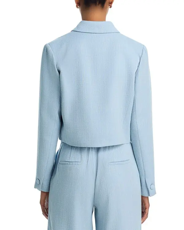Aqua Shimmer Tweed Cropped Blazer