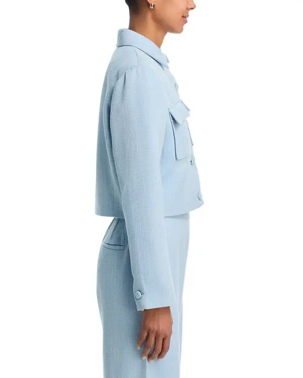 Aqua Shimmer Tweed Cropped Blazer