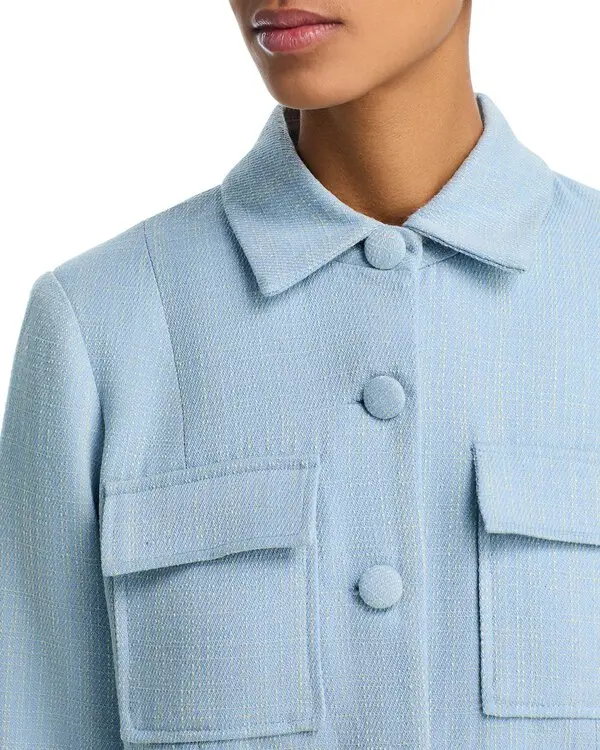 Aqua Shimmer Tweed Cropped Blazer