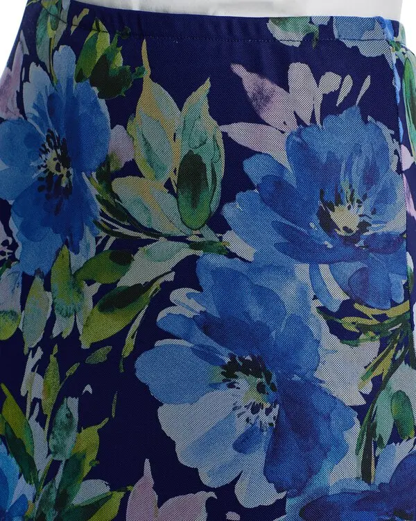 Aqua Floral Print Fishtail Maxi Skirt