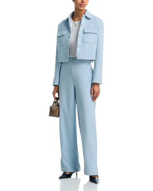 Aqua Shimmer Tweed Wide Leg Pants