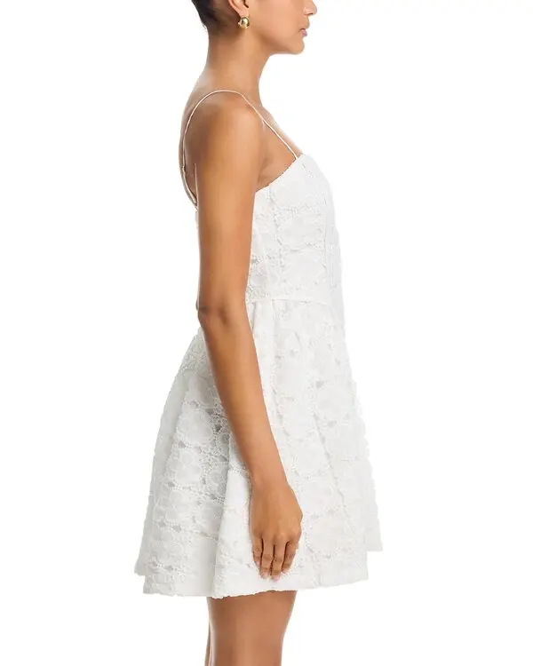 Aqua Clover Lace Mini Dress - White