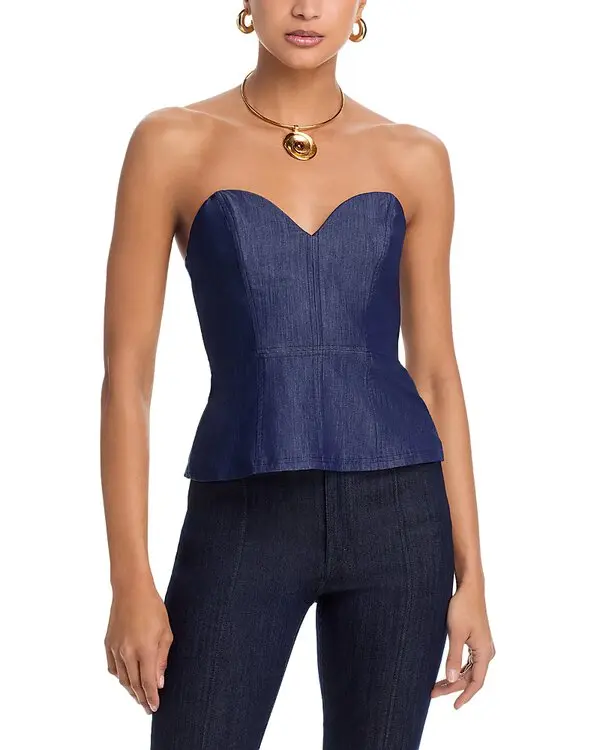 Aqua Denim Bustier Top