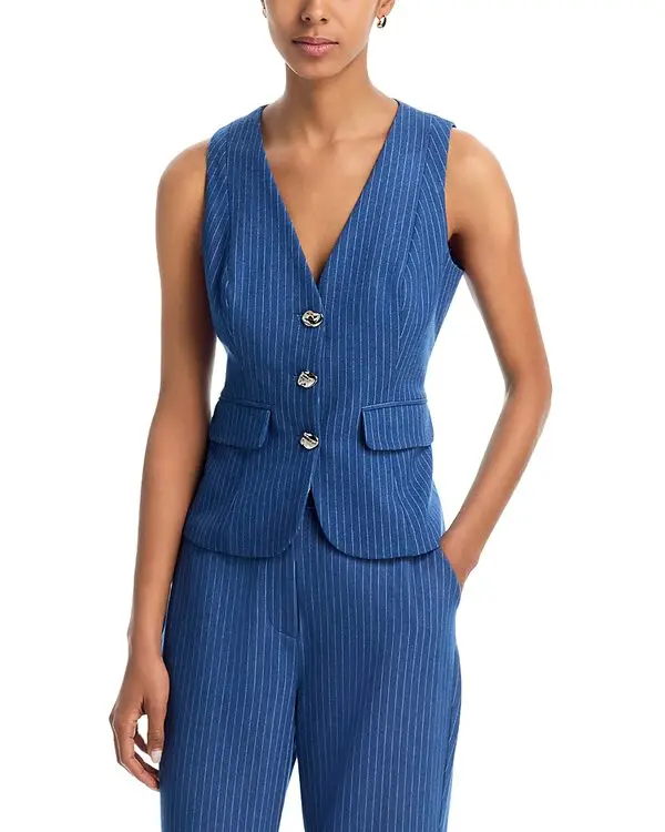 Aqua Pinstripe Sleeveless Vest